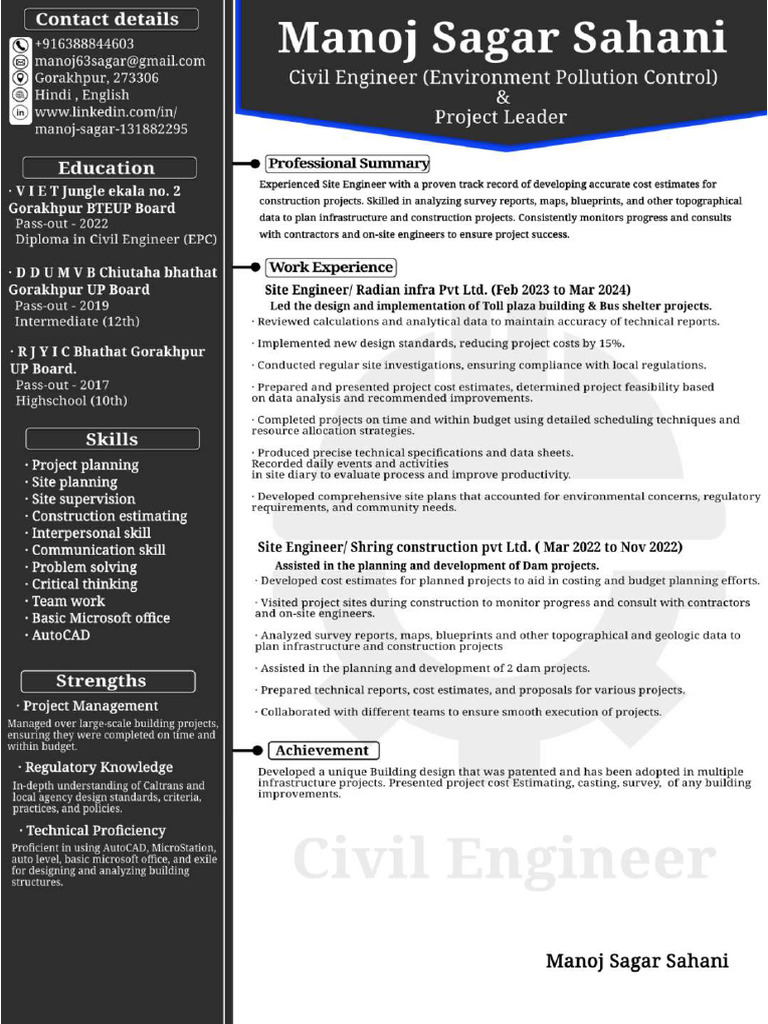 Er. Manoj Sagar CV - Compressed | PDF
