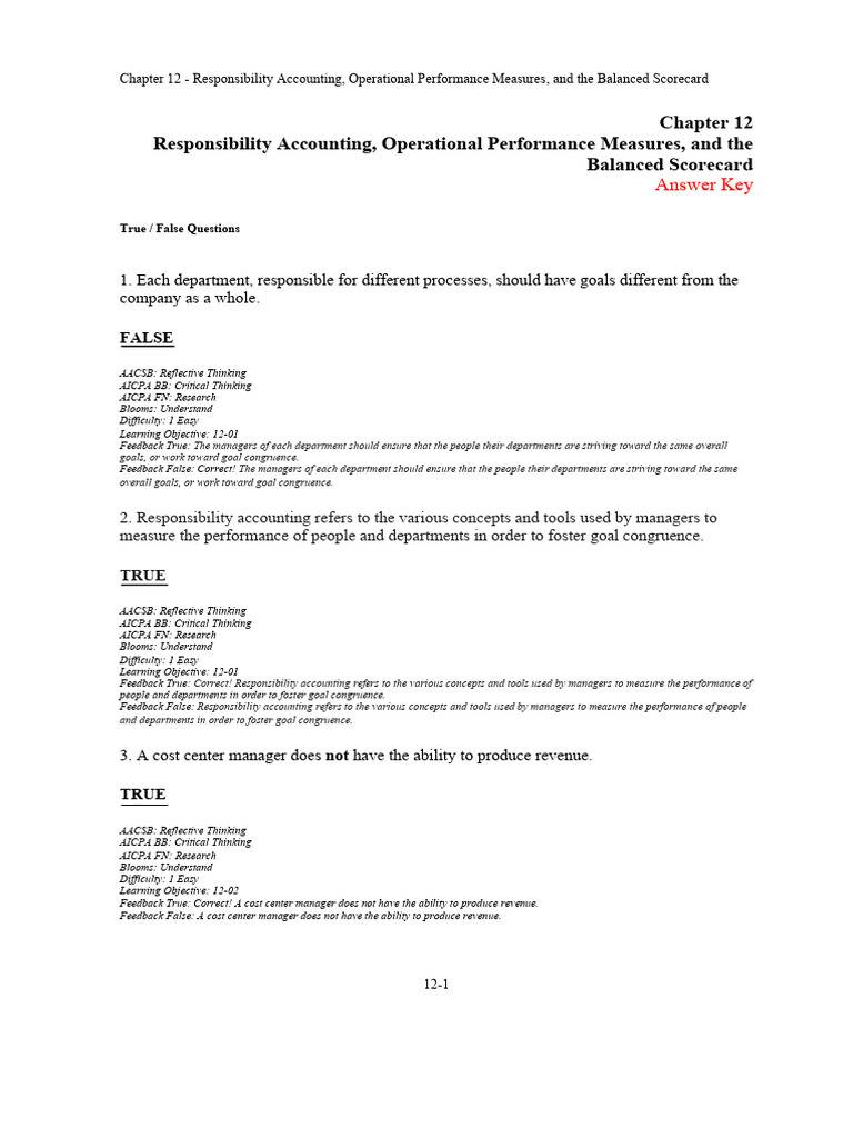 SCM Test Bank | PDF | Accounting | Goal