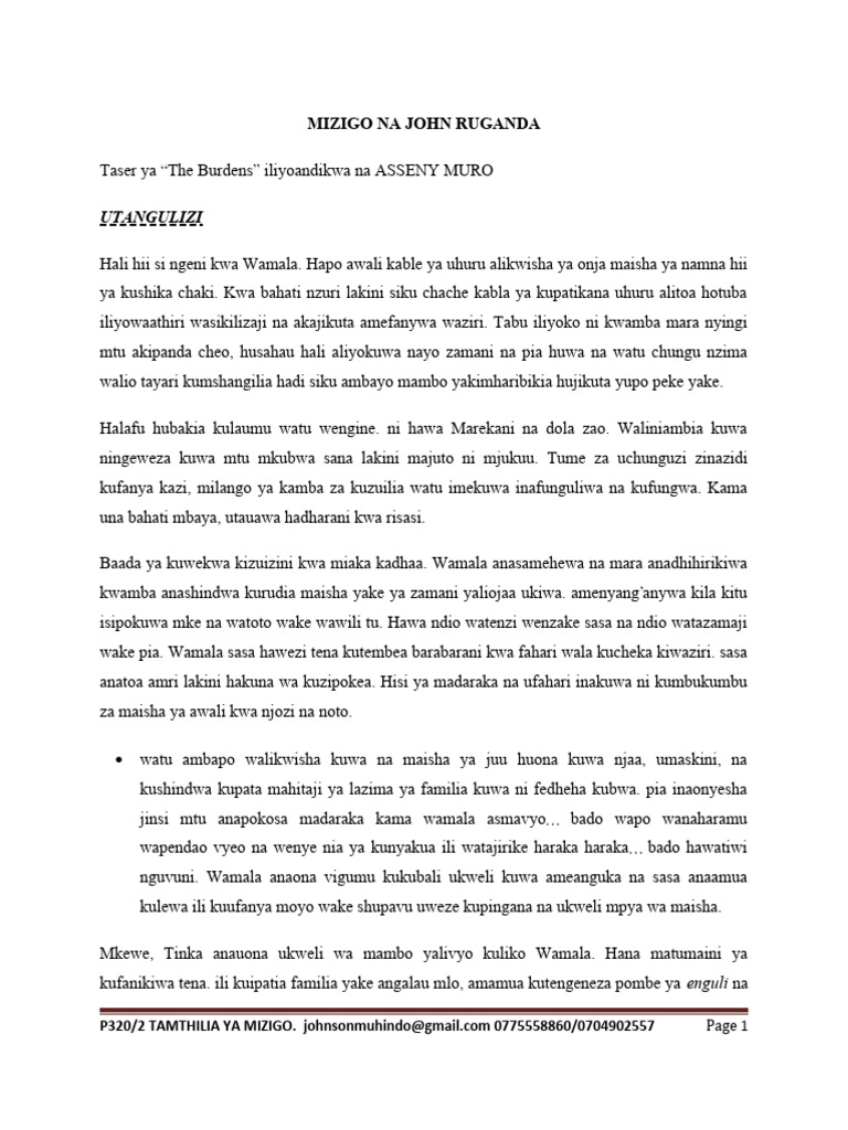 Mizigo Na John Ruganda | PDF