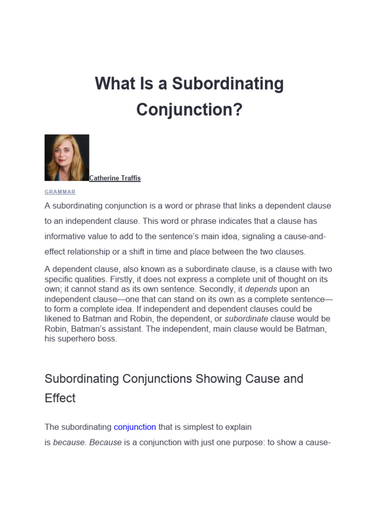 What Is A Subordinating Conjunction | PDF | Clause | Sentence (Linguistics)