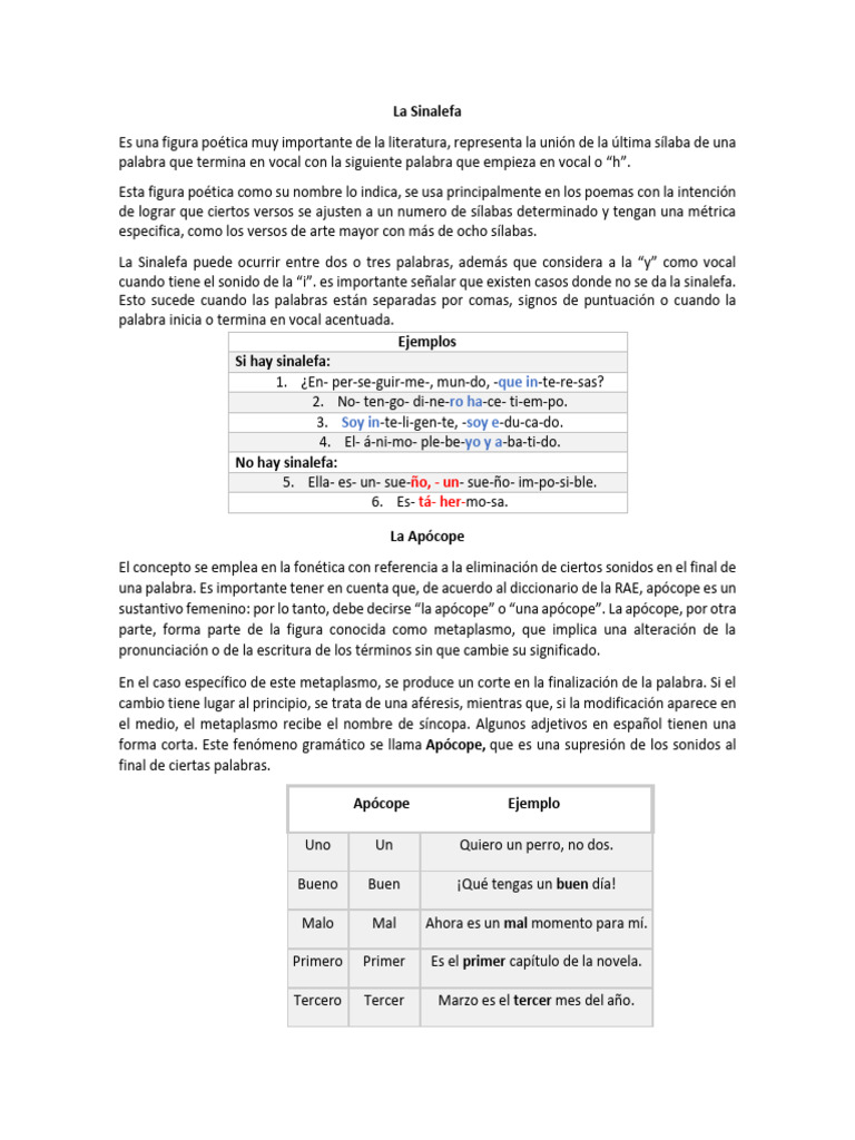 La Sinalefa | PDF | Palabra | Sílaba