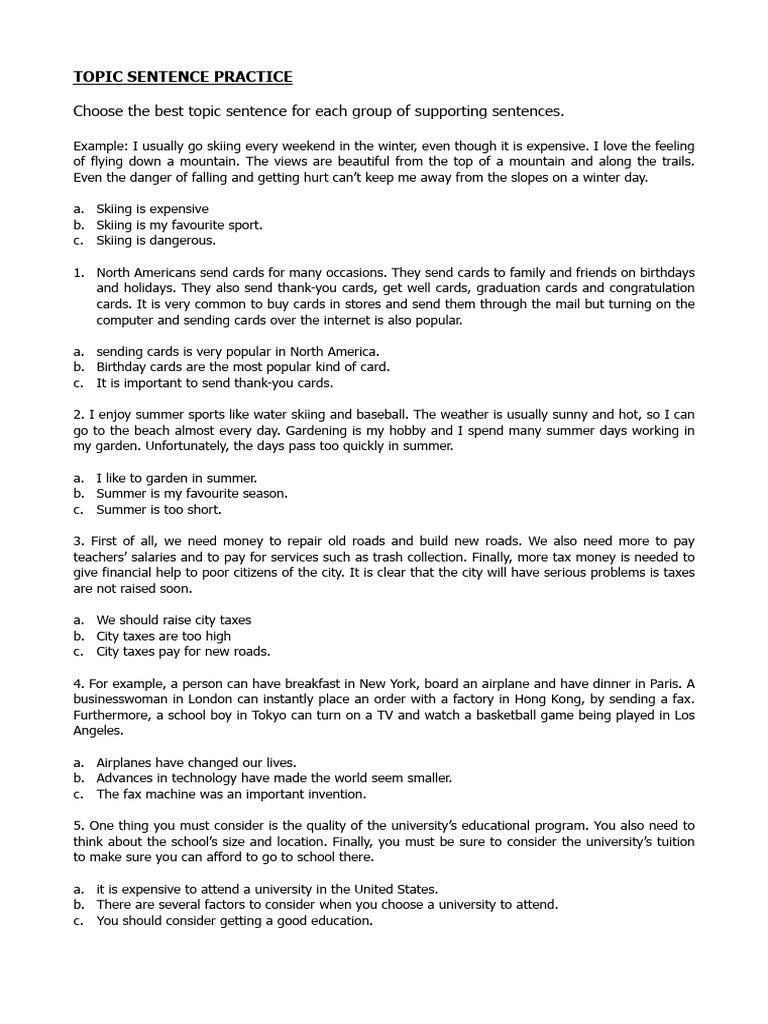 Topic Sentence Irrelevant Sentence | PDF | Home & Garden