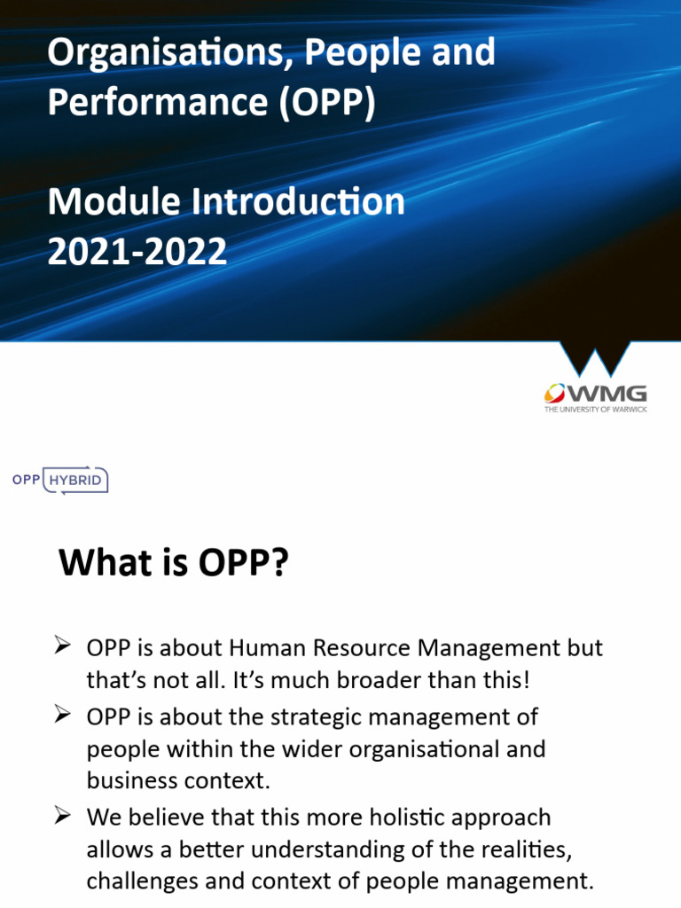 OPP Hybrid 2021 - Introduction | PDF | Organizational Behavior | Human ...