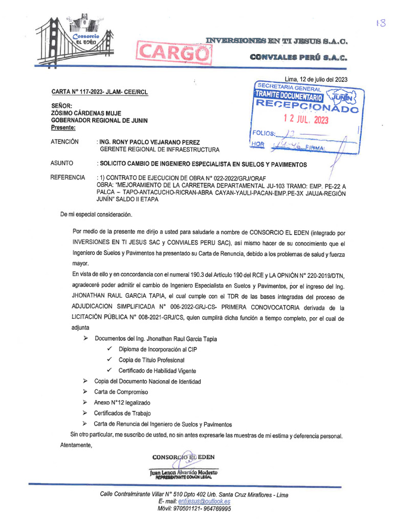 117.-CARTA N°117-2023-JLAM-CEE-RCL | PDF