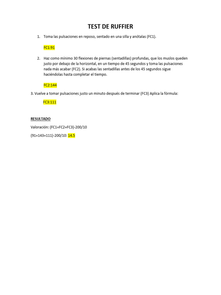 Test de Rufier | PDF