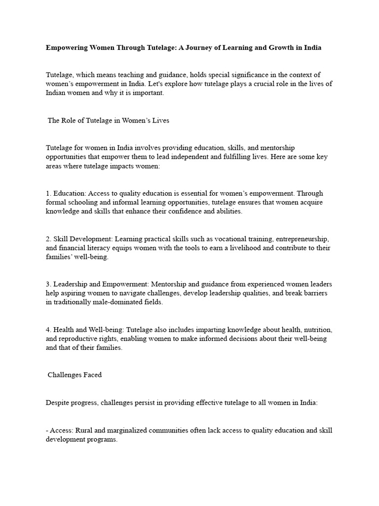 Empowering Women Through Tutelage | PDF | Empowerment | Mentorship