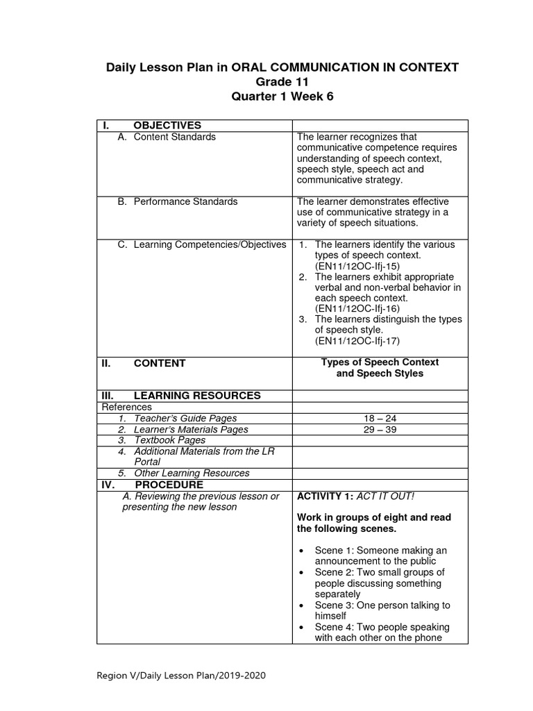 DLP Speech Context PDF Free | PDF | Learning | Communication