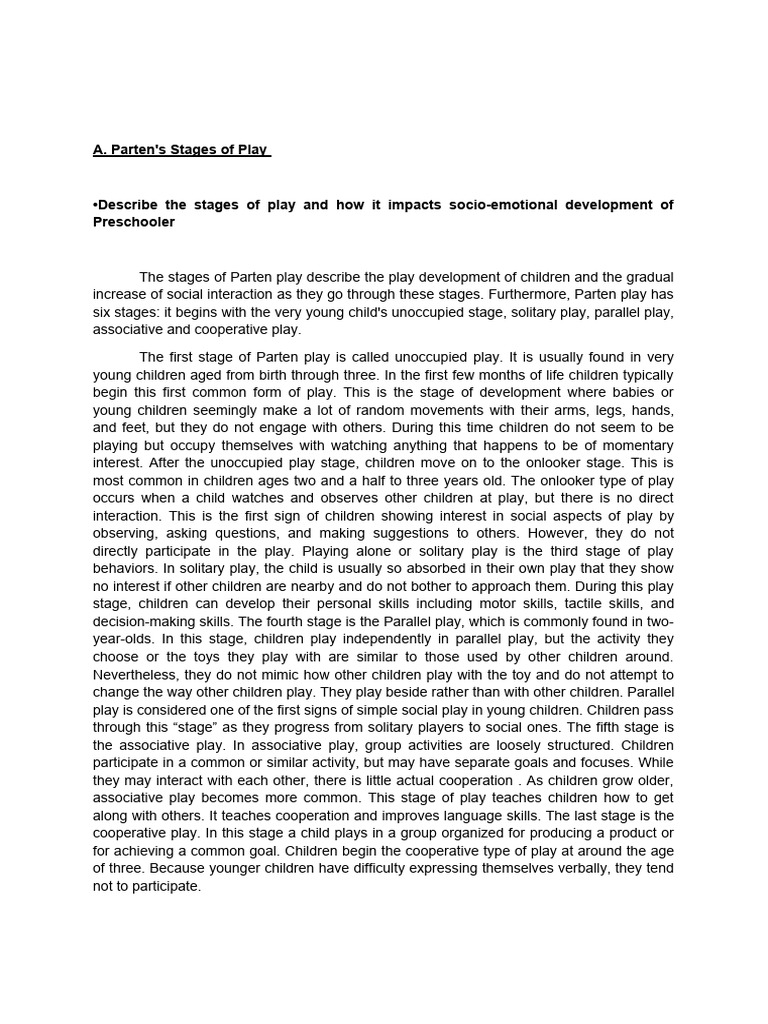 ?EDUC 100 Parten's Stages of Play | PDF | Parenting | Psychological ...