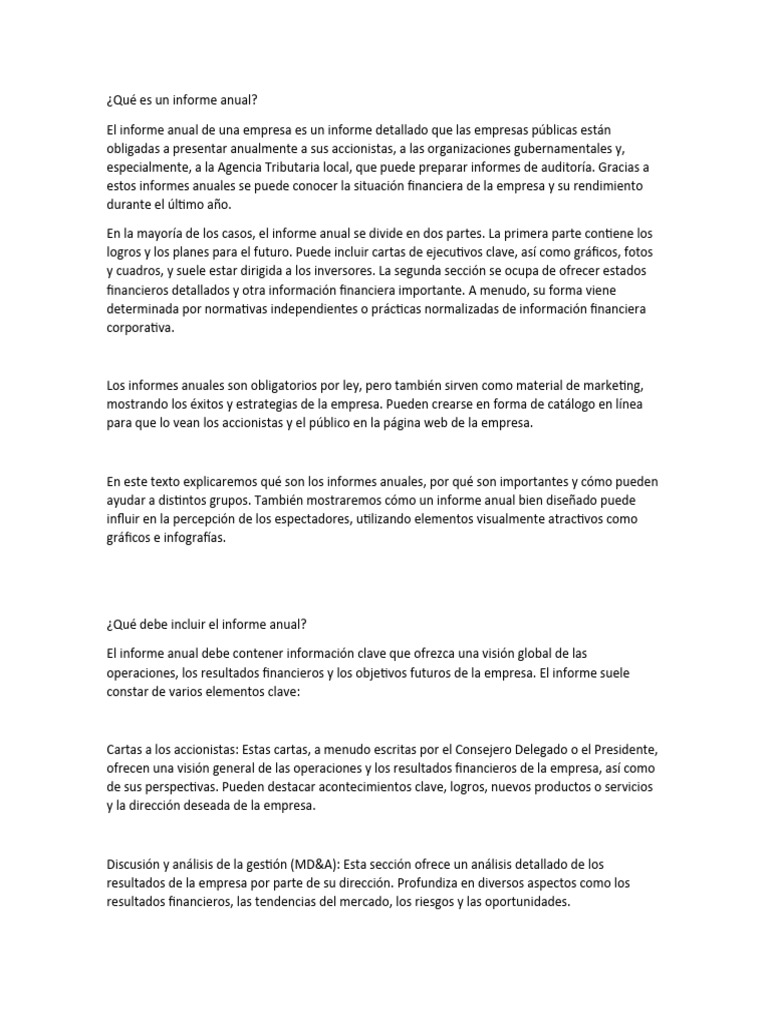 Qué Es Un Informe Anual | PDF | Business | Estado financiero