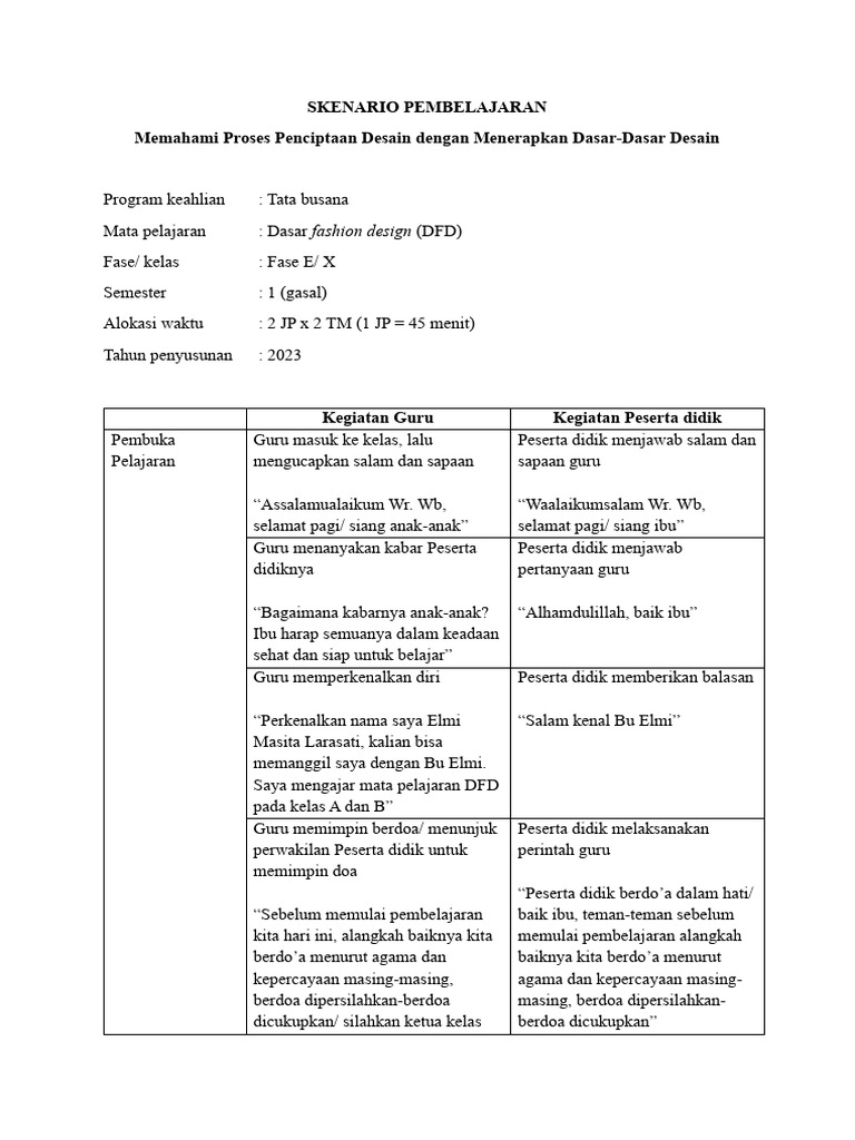 Skenario Pembelajaran | PDF