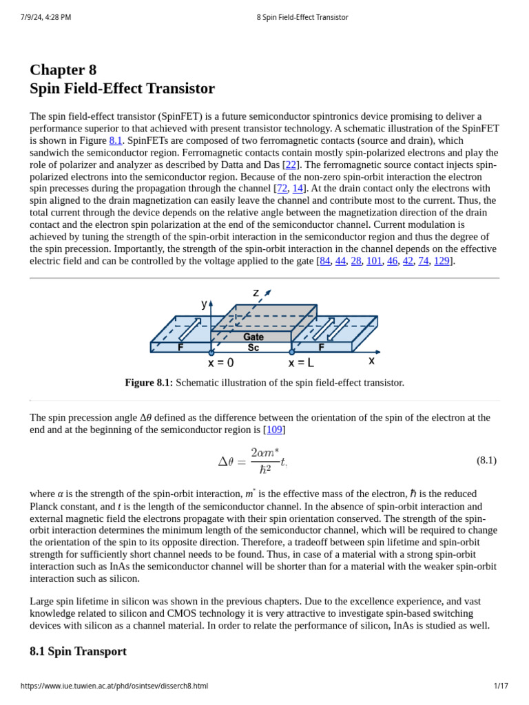 Spin Field Effect Transistor Pdf Parallel Computing Spin Physics