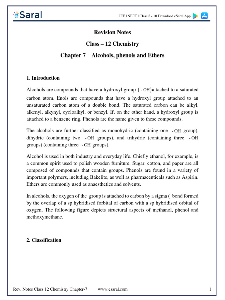 183326-Chapter-7-Alcohols-Phenols-and-Ethers | Download Free PDF ...
