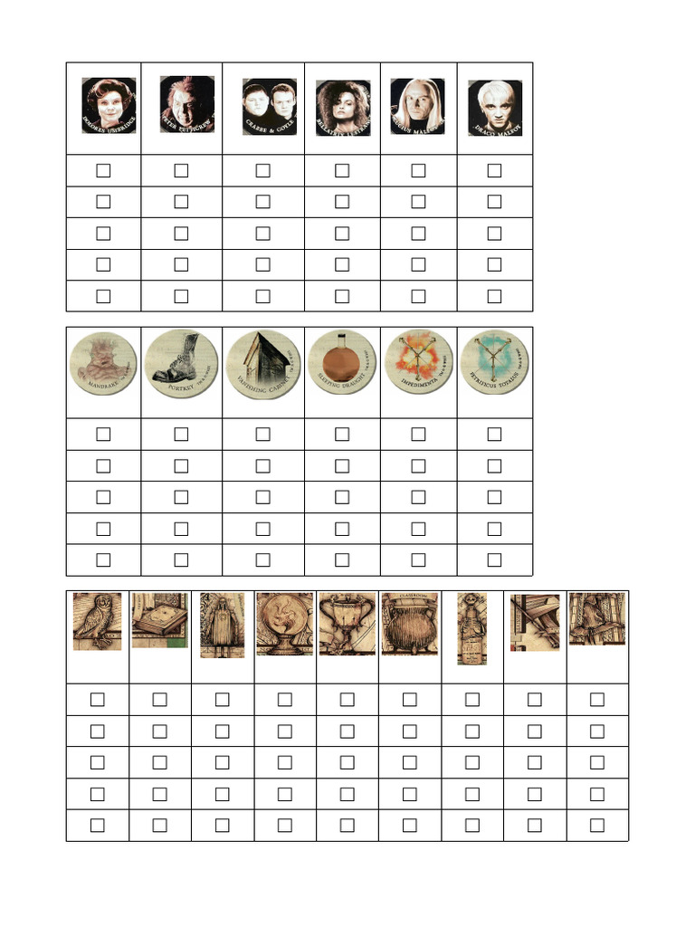 Harry potter score sheet | PDF