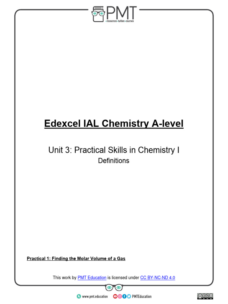 Definitions - Unit 3 Practical Skills in Chemistry I - Edexcel IAL Chemistry A-Level | PDF ...