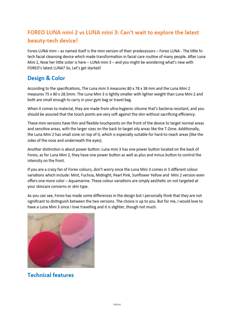Test - FOREO LUNA Mini 2 Vs LUNA Mini 3 Comparison | PDF | Social ...