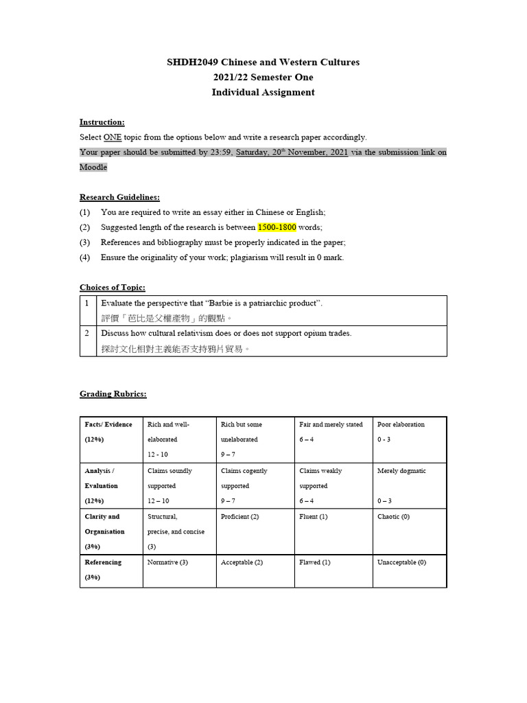 2049 Individual Assignment Guideline 2122s1 | PDF | Career & Growth