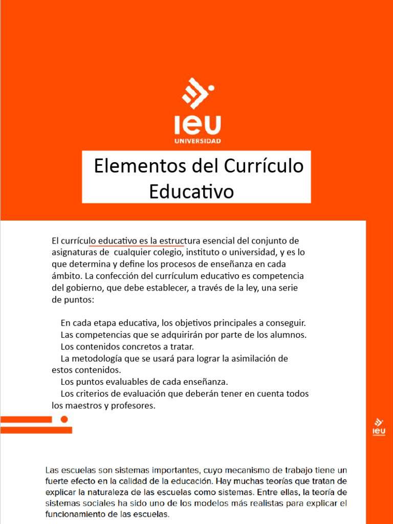Elementos Clave del Currículo Educativo | PDF