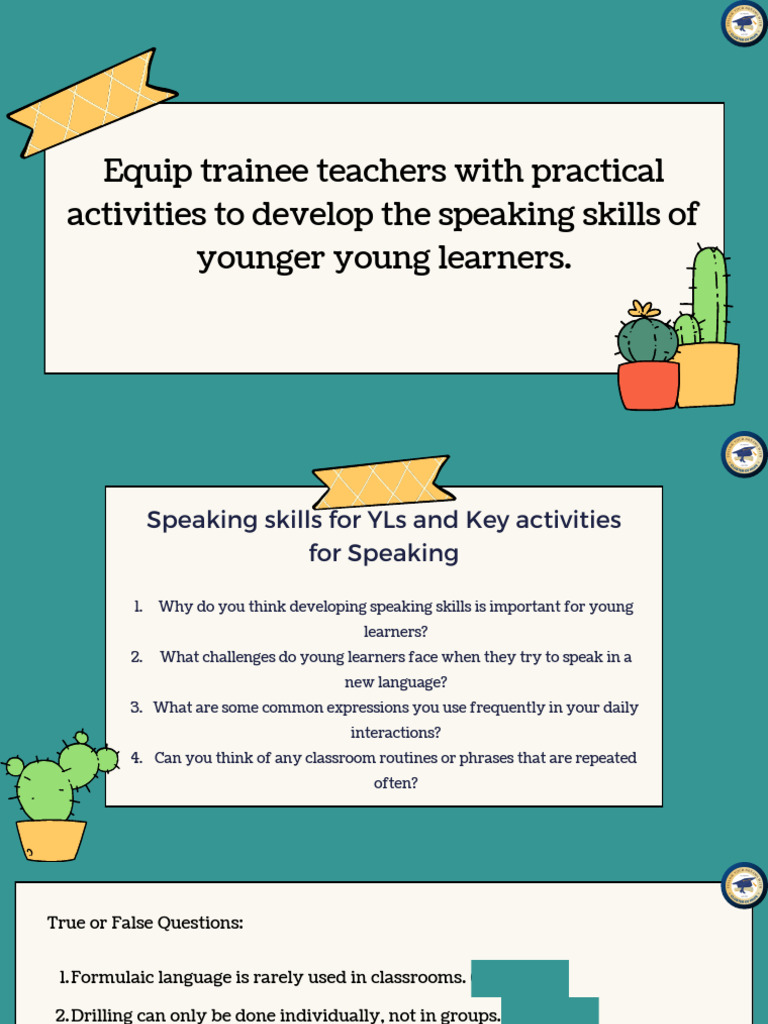 Activities to Enhance Young Learners' Speaking | PDF | Learning ...