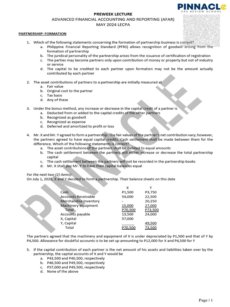 AFAR Preweek 2024 For May-Oct | PDF | Debits And Credits | Derivative (Finance)