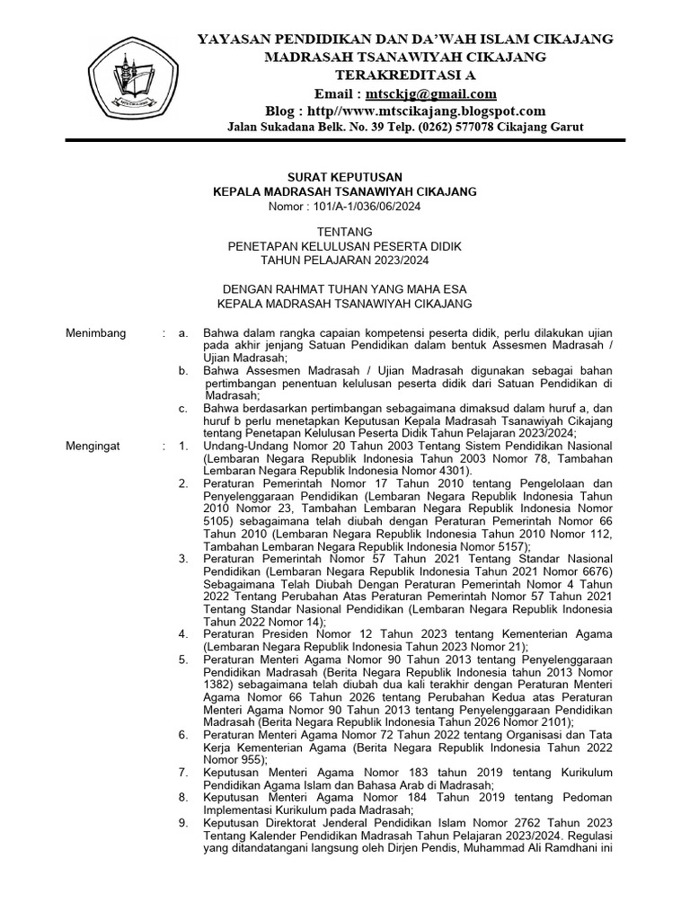 Sk Kelulusan 2024 | PDF