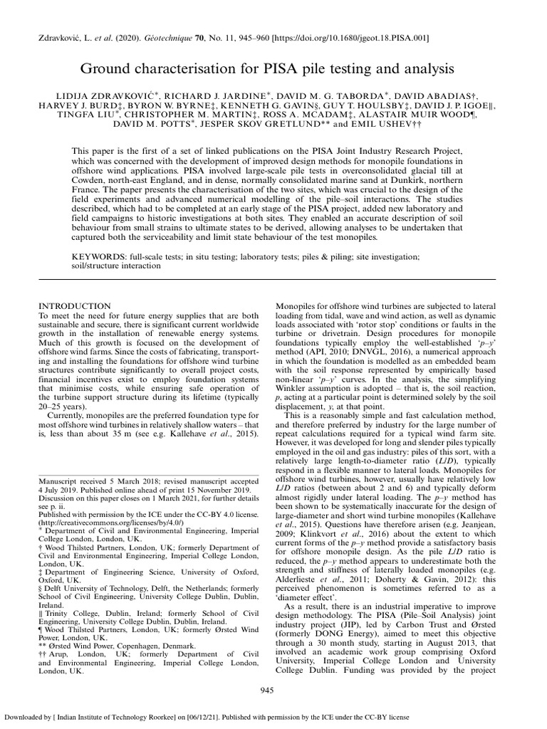 PISA Project: Monopile Soil Characterisation | PDF | Deep Foundation ...