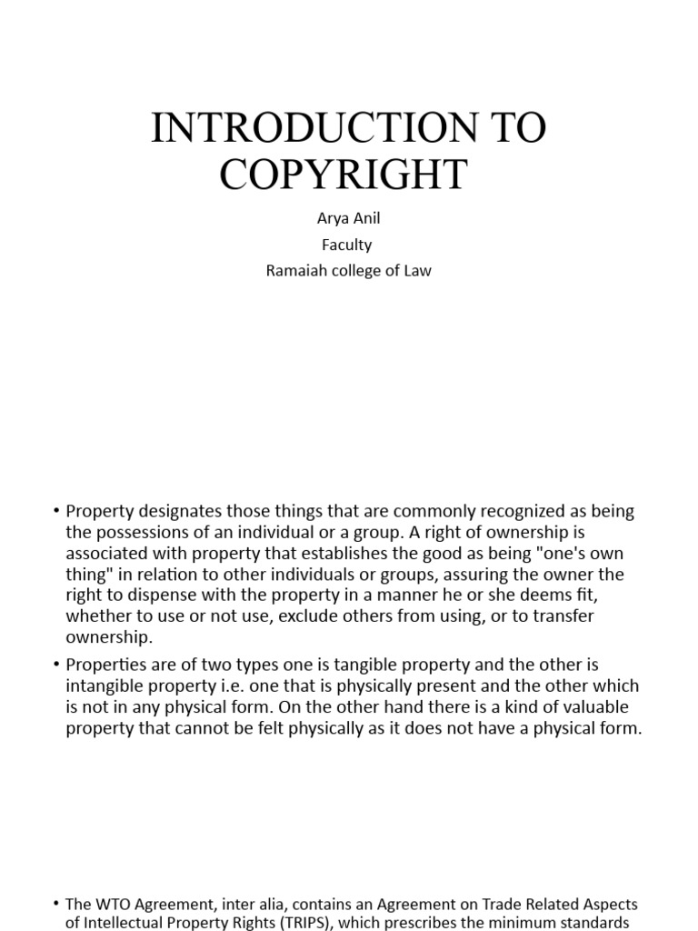 Introduction To Copyright | PDF | Copyright | Property