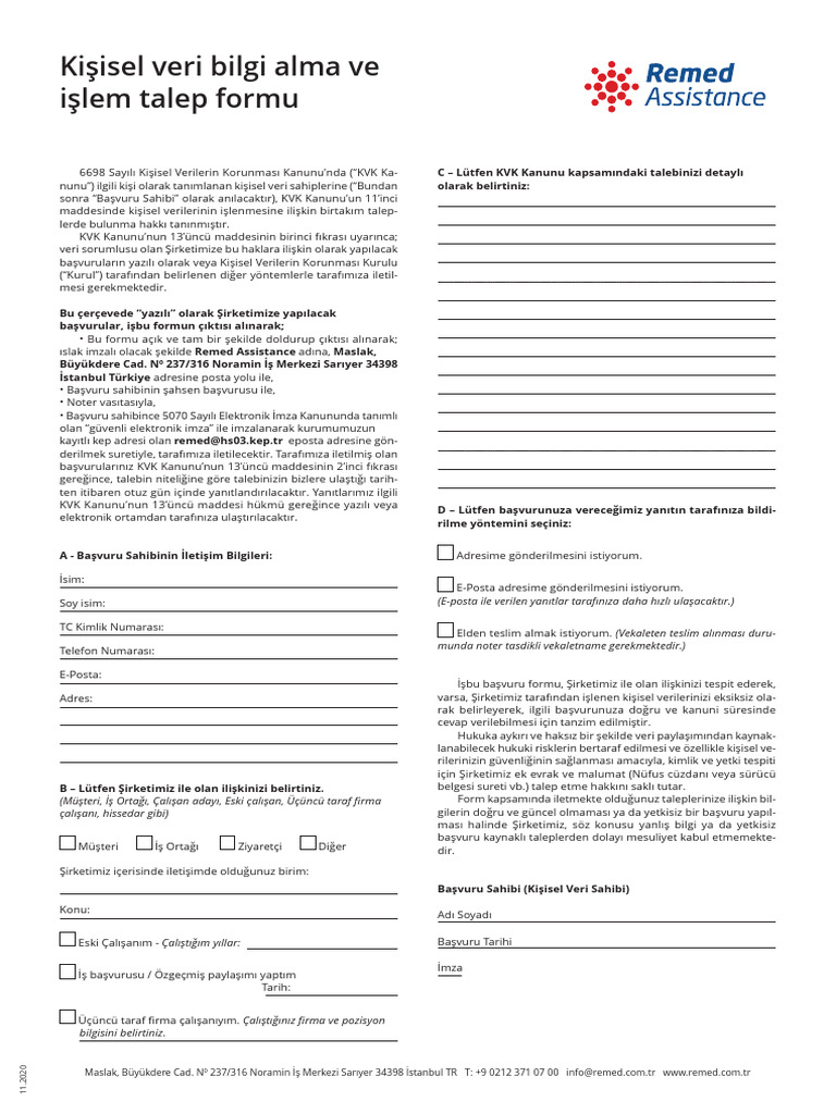 Kisisel Veri Talep Formu | PDF