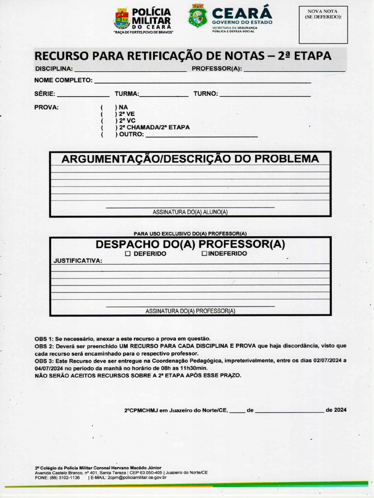 Requerimento Ajuste de Notas 2º Etapa Atualizado | PDF