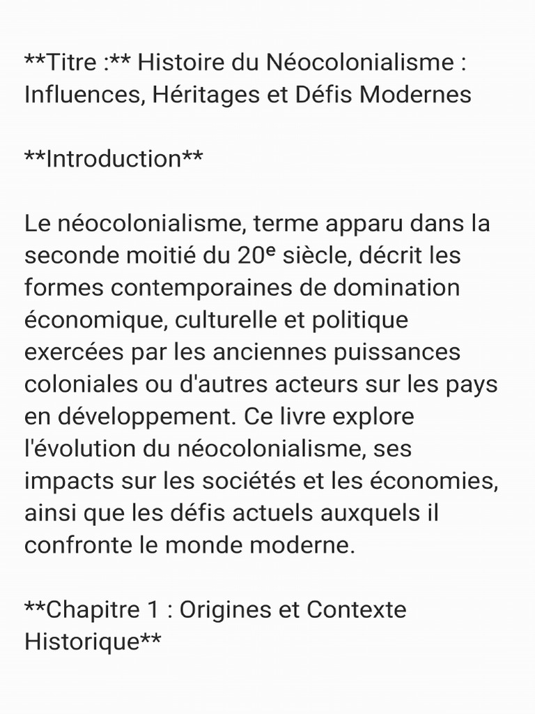 Histoire Du Néocolonialisme | PDF