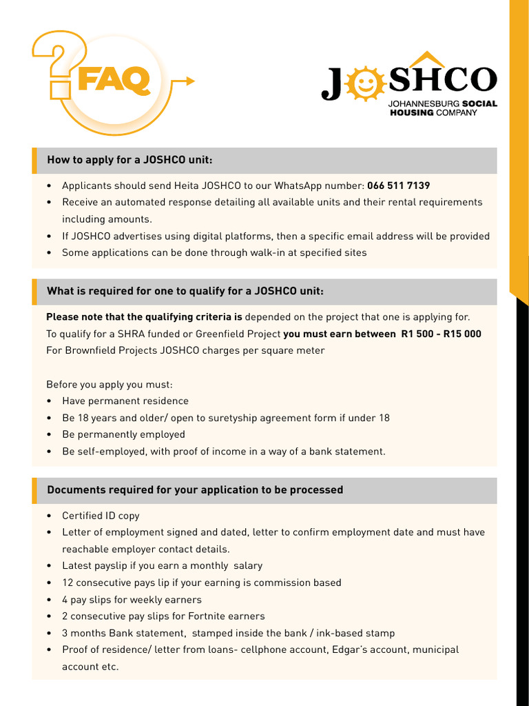 JOSHCO Housing Application Guide 2025 | PDF | Lease | Renting
