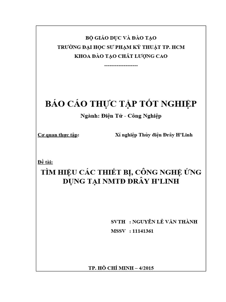 5 - LMH - MẪU - Bao cao thuc tap tot nghiep thuy dien Dray Hling | PDF