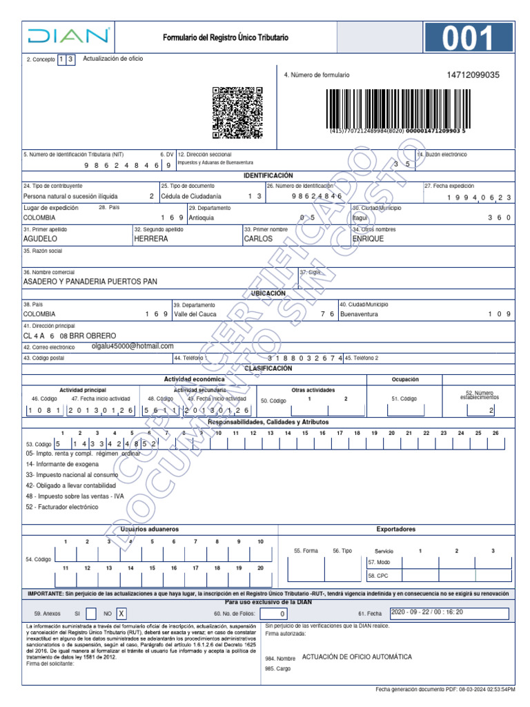 Rut Puerto Pan Carlos Agudelo | PDF | Gobierno