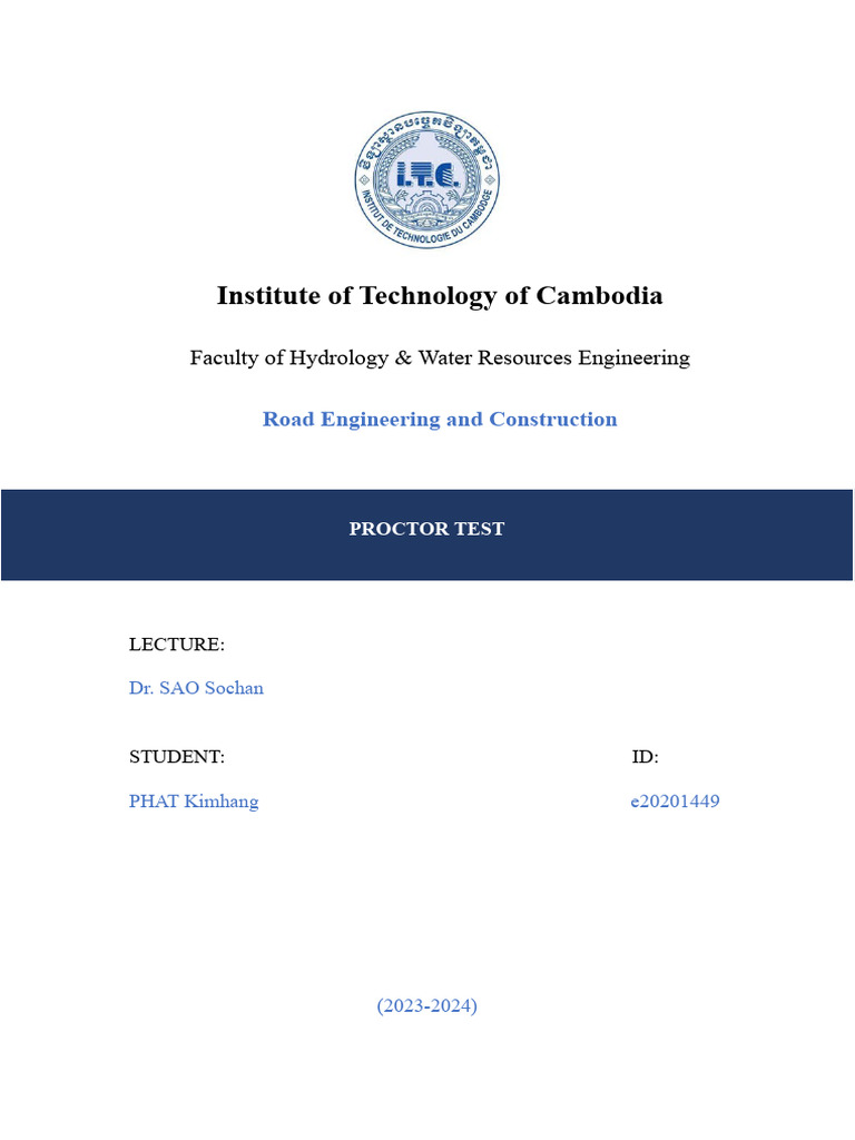 Proctor Test Report-Road | PDF | Earth Sciences | Soil Science