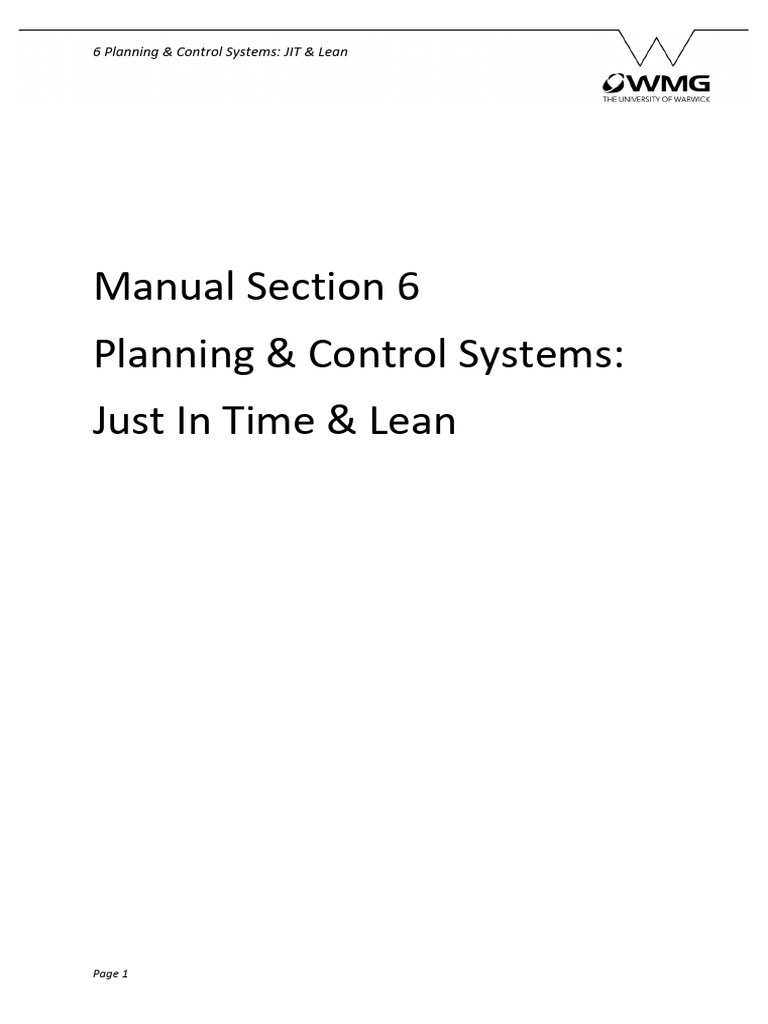 JIT and Lean Planning Systems Explained | PDF | Lean Manufacturing ...