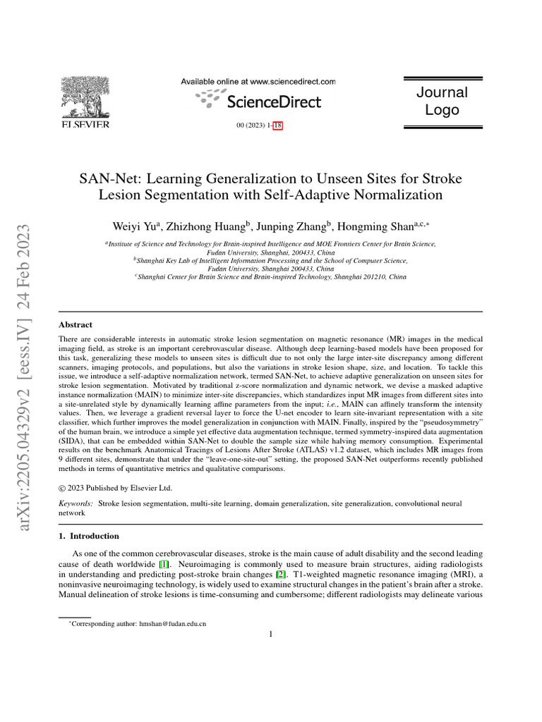 Journal Logo: Weiyi Yu, Zhizhong Huang, Junping Zhang, Hongming Shan ...