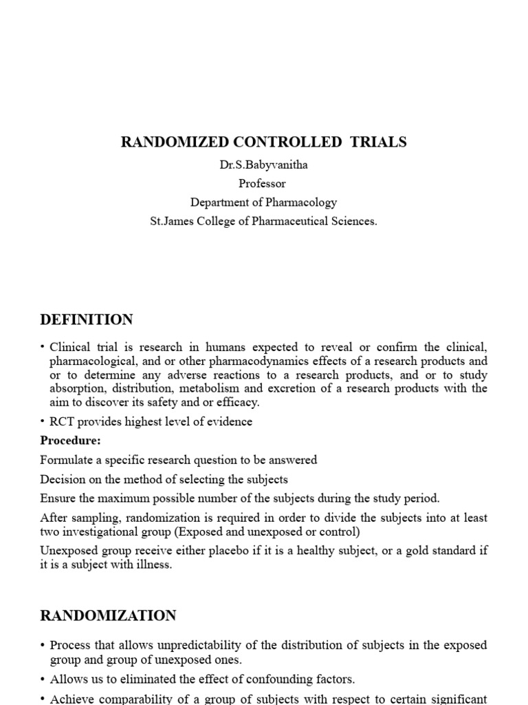 Randomized Controlled Trials | PDF | Randomized Controlled Trial | Clinical Trial