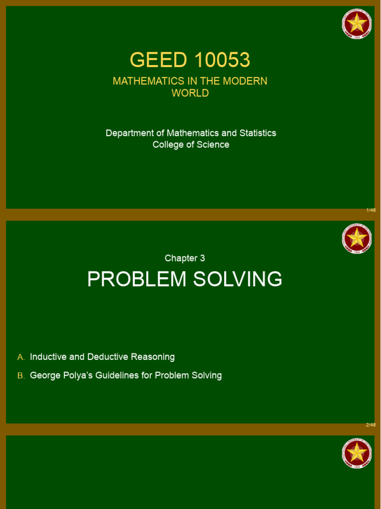 Chapter 3 Problem Solving Pptx Pdf Deductive Reasoning Inductive Reasoning