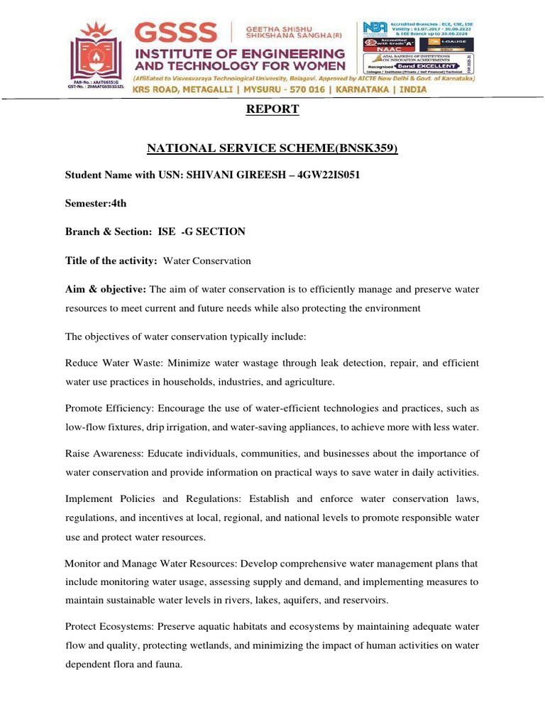 WATER NSS Shivani | PDF | Water Conservation | Filtration
