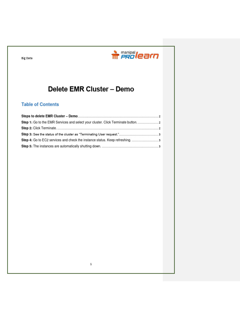 Delete EMR Cluster Guide | PDF