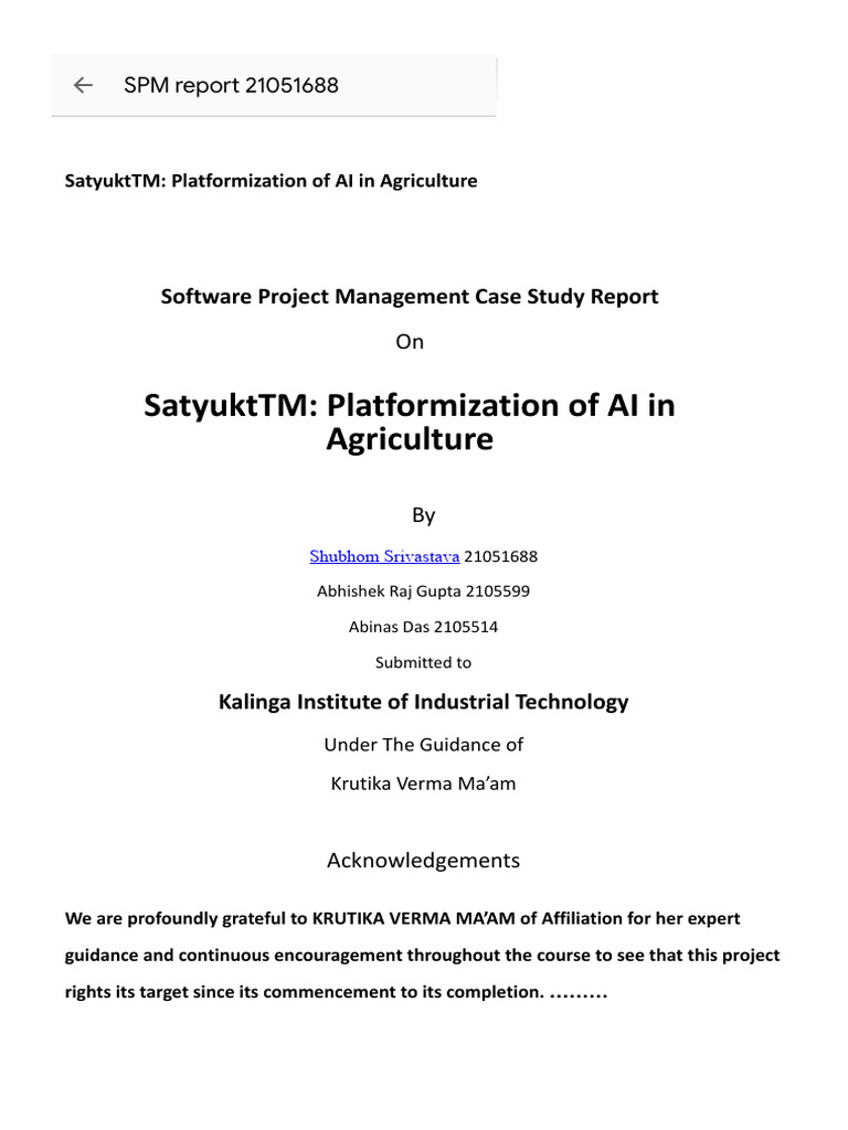 SPM Report 2105514 | PDF | Agriculture | Artificial Intelligence