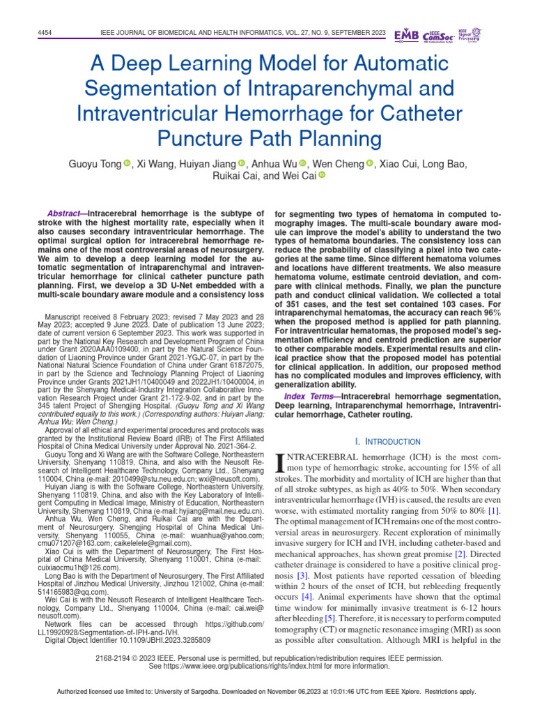 A Deep Learning Model For Automatic Segmentation of Intraparenchymal ...