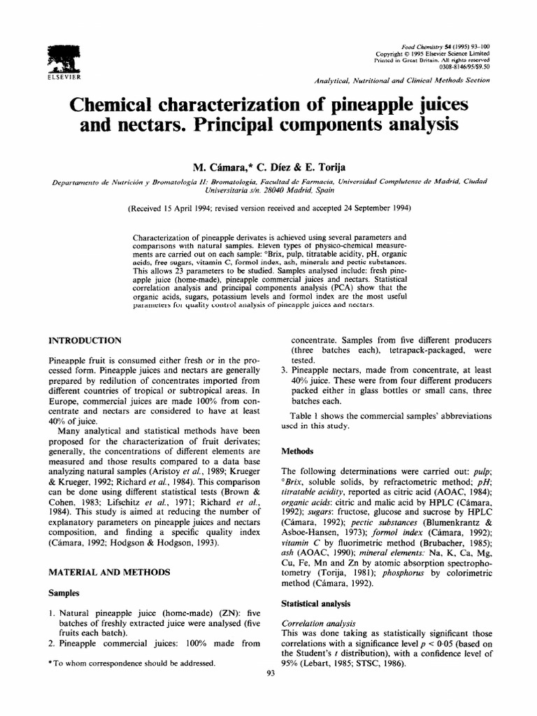 Chemical Characterization of Pineapple Juices | PDF | Juice | Diet ...