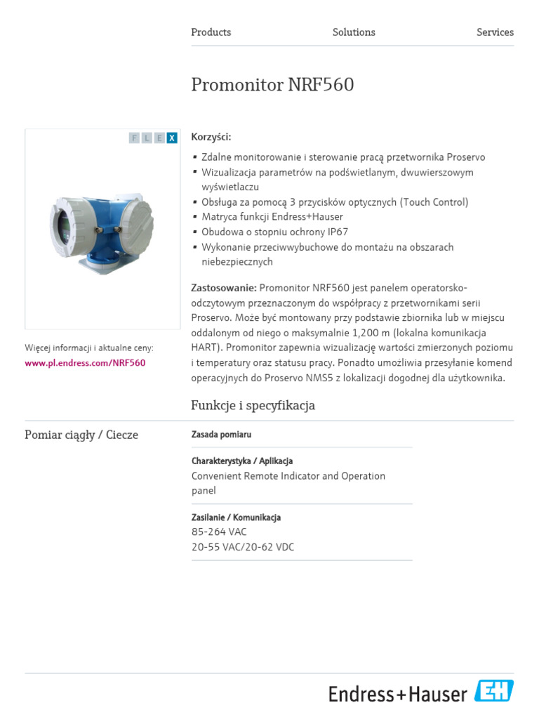 Endress-Hauser Promonitor NRF560 PL | PDF