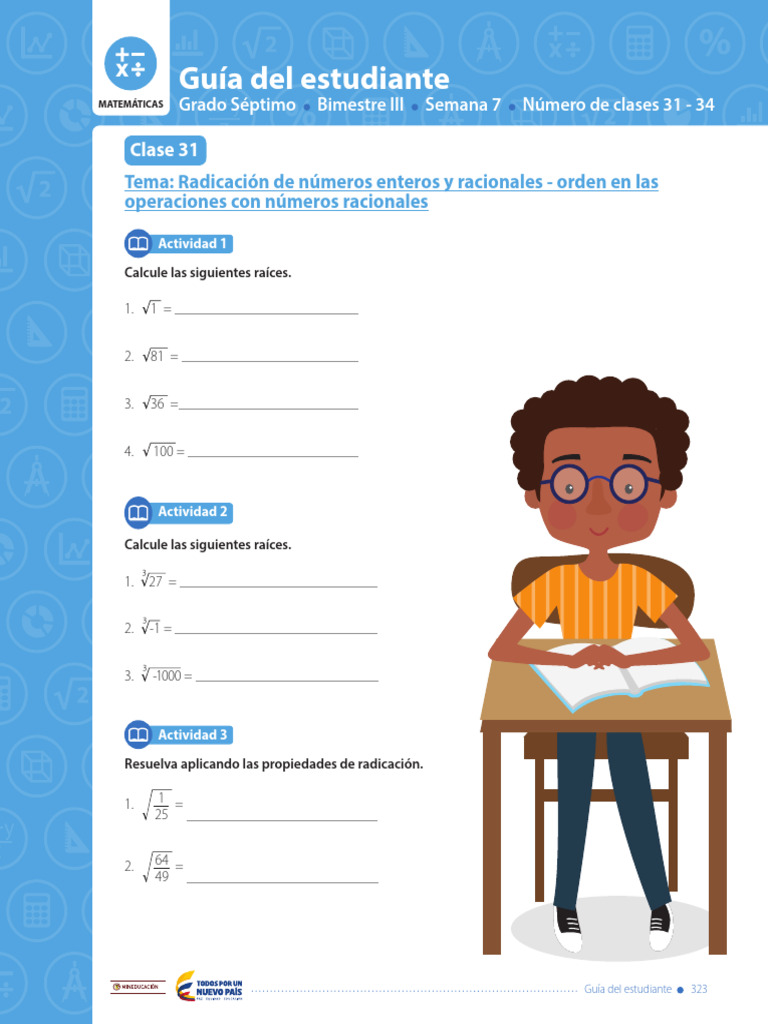 Guía del estudiante. Clase 31 Tema_ Radicación de números enteros y ...