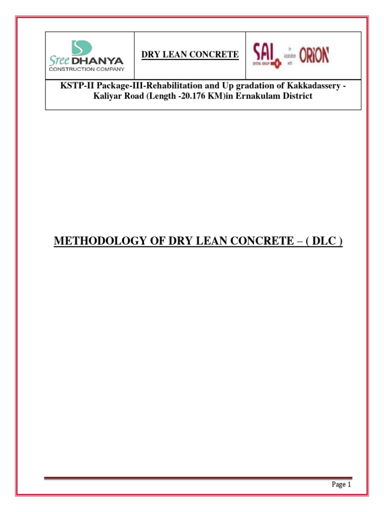 Methodology of Dry Lean Concrete - ( Dlc ) - r2 Kk | PDF | Concrete ...