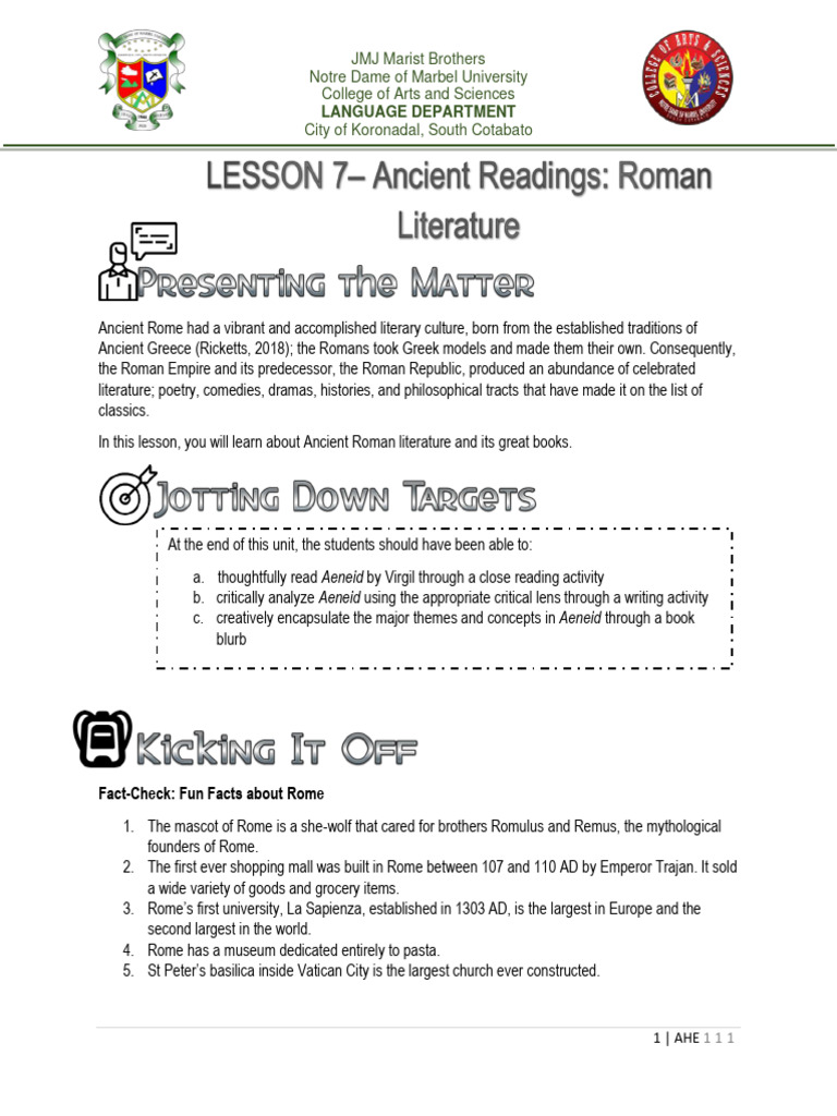 Exploring Ancient Roman Literature | PDF | Aeneas | Virgil