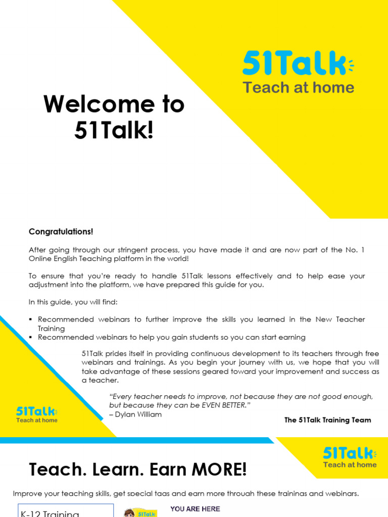 51Talk Welcome Kit for New Teachers | PDF