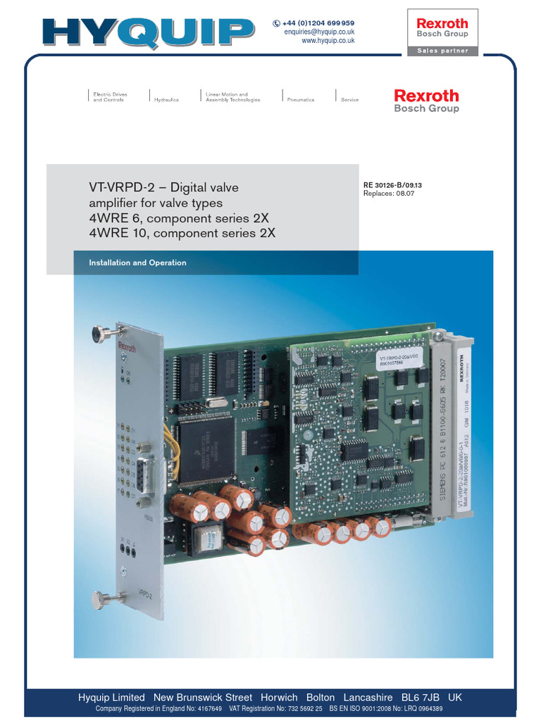 VT-VRPD-2 - Digital Valve Amplifier For Valve Types 4WRE 6, Component ...