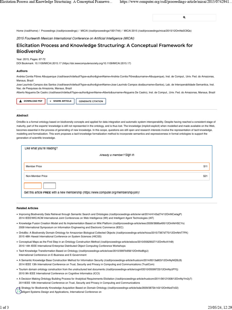 Alineay3 Elicitation Process And Knowledge Structuring A Conceptual Framework For Biodiversity