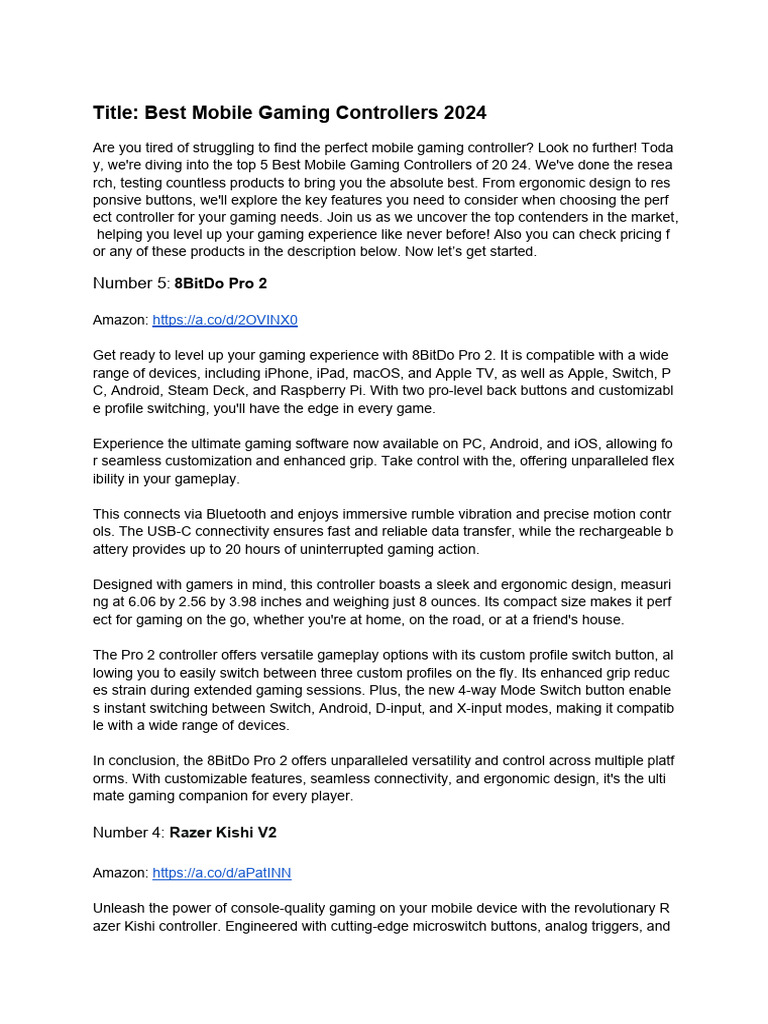 Best Game Controller | PDF | I Phone | Xbox